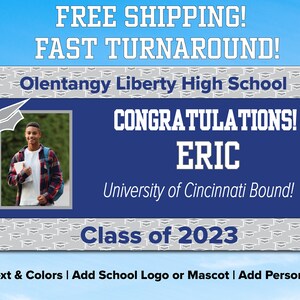 Custom Graduation Banner Class of 2024 High School Grad Banner College ...