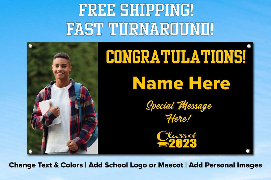 Custom Graduation Banner Class of 2023 High School Grad Banner College ...