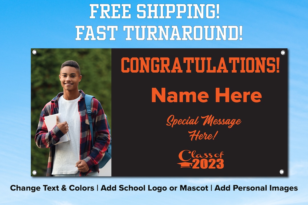 Custom Graduation Banner Class of 2023 High School Grad Banner College ...