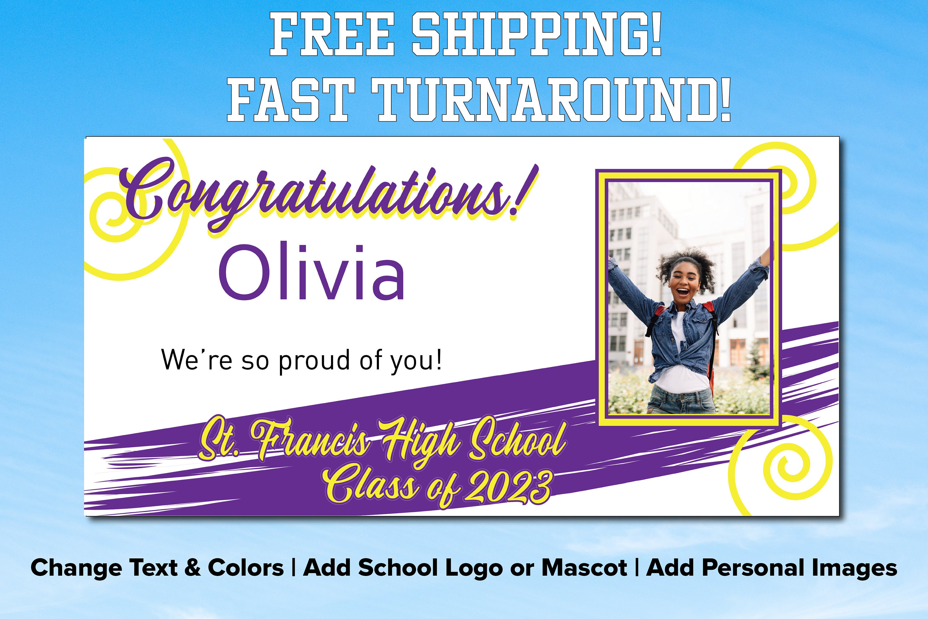 Custom Graduation Banner Class of 2023 High School Grad - Etsy