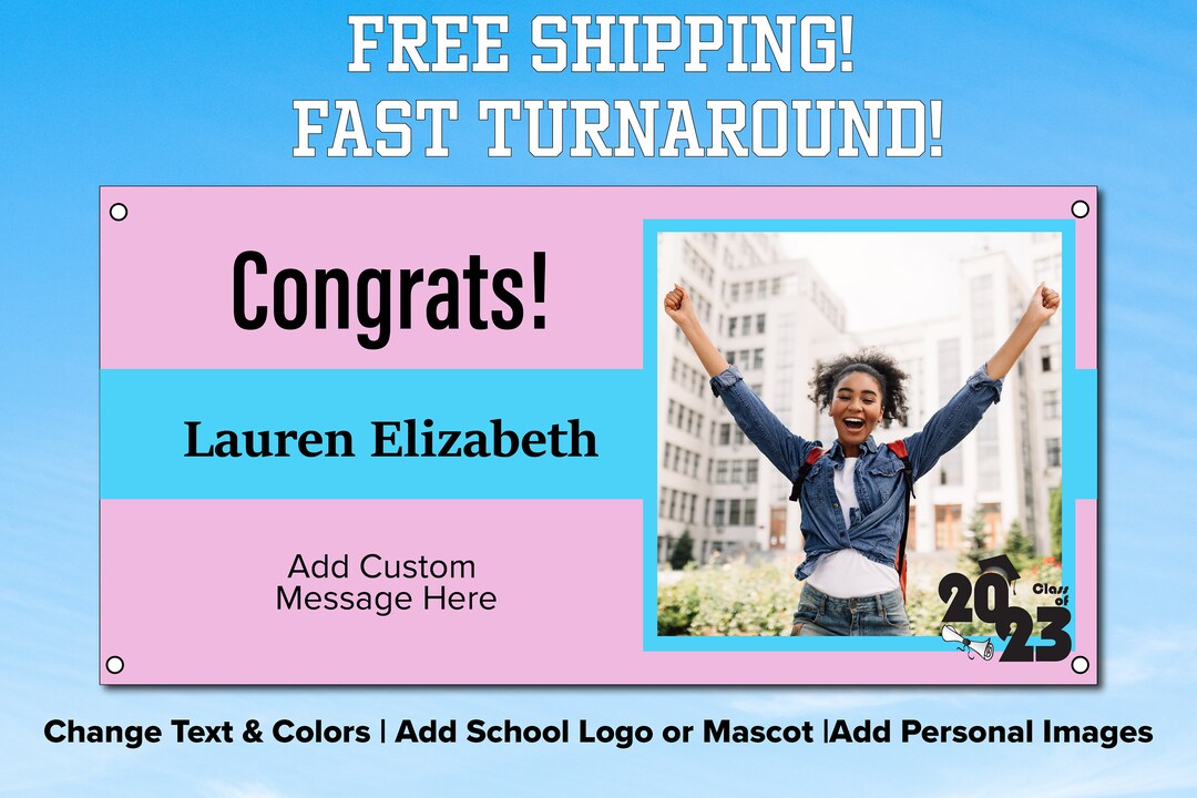 Custom Graduation Banner Class of 2024 High School Grad Banner College ...