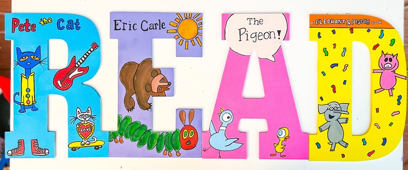 Hand Painted Story Book Letters | READ, Classroom Decor, Gift for ...