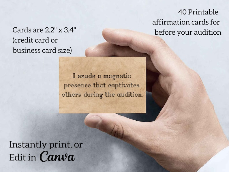 Actor Affirmation Cards: Printable Pre-audition Deck (digital Download ...