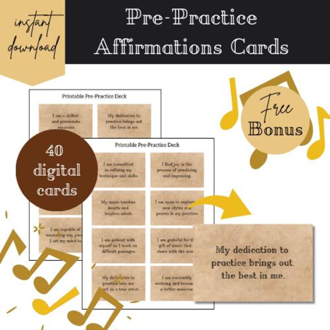 40 Pre-practice Affirmation Cards, Digital Printable Deck, Motivation ...