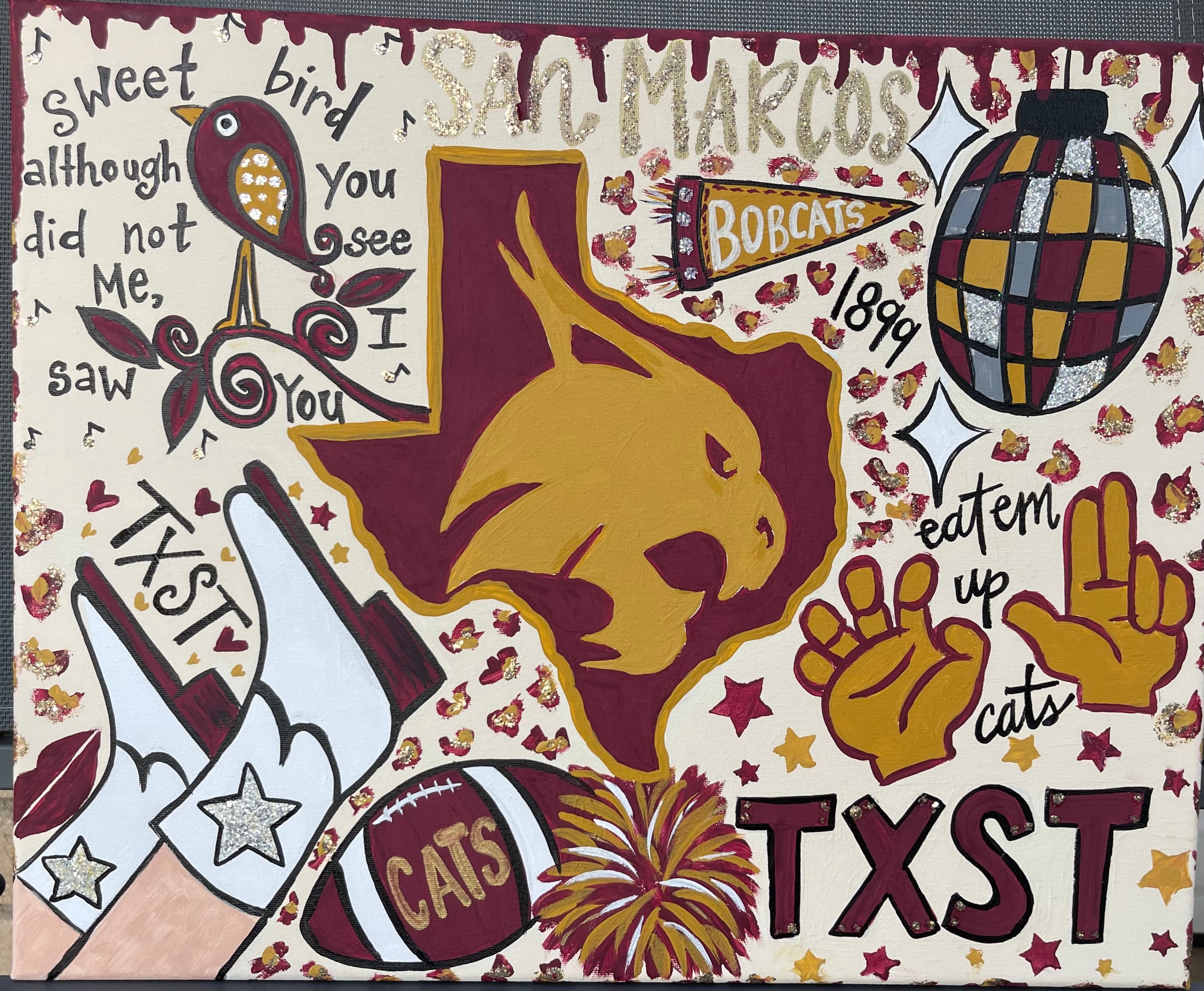 Custom College Painting TXST Bobcats - Etsy