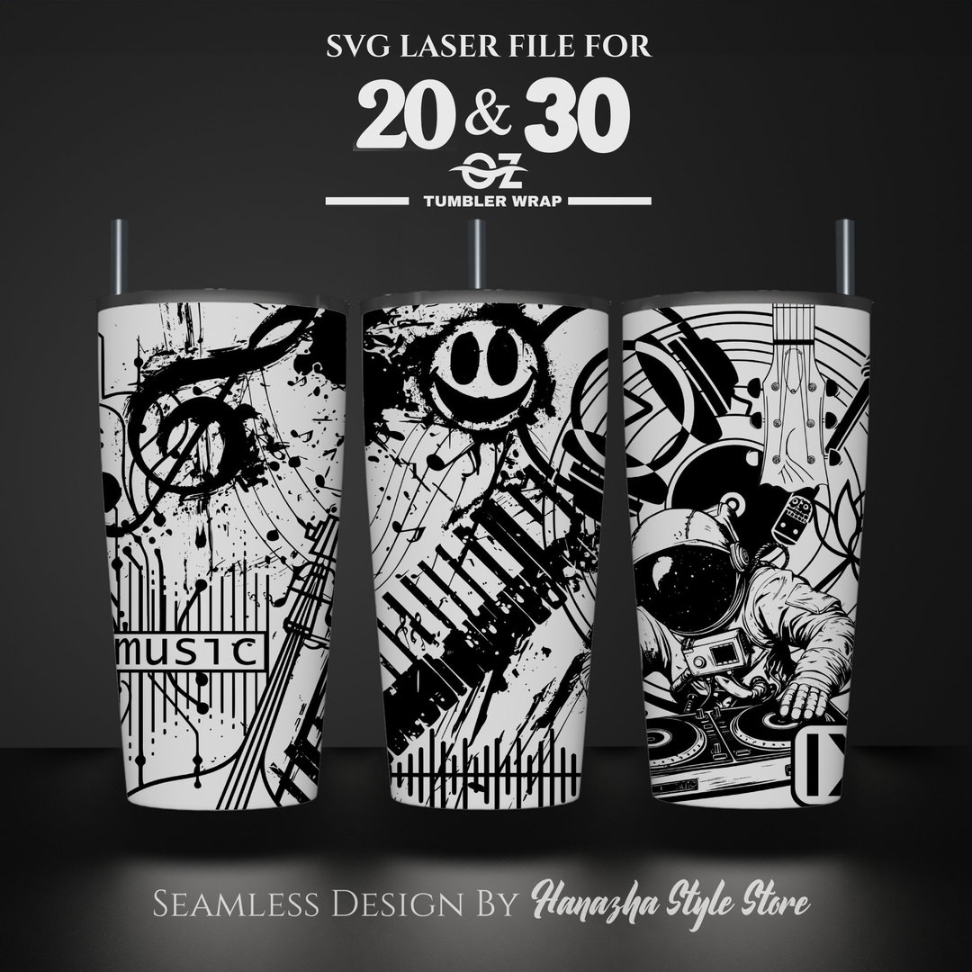 Music Laser Engraved Full Wrap Design for 20 and 30 Oz Tumbler, Music ...