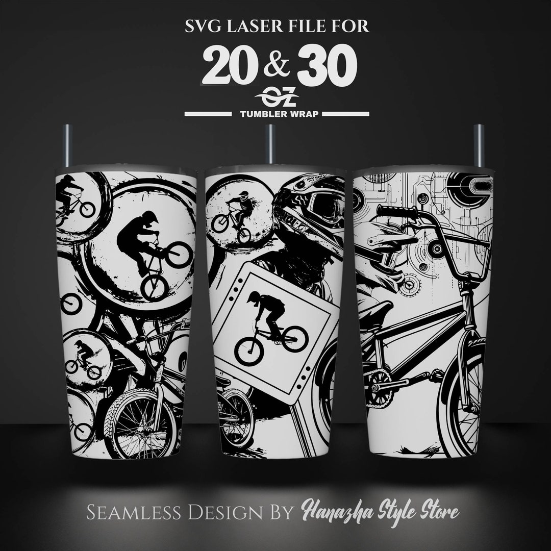 Bmx Laser Engraved Full Wrap Design for 20 and 30 Oz Tumbler, Bmx SVG ...