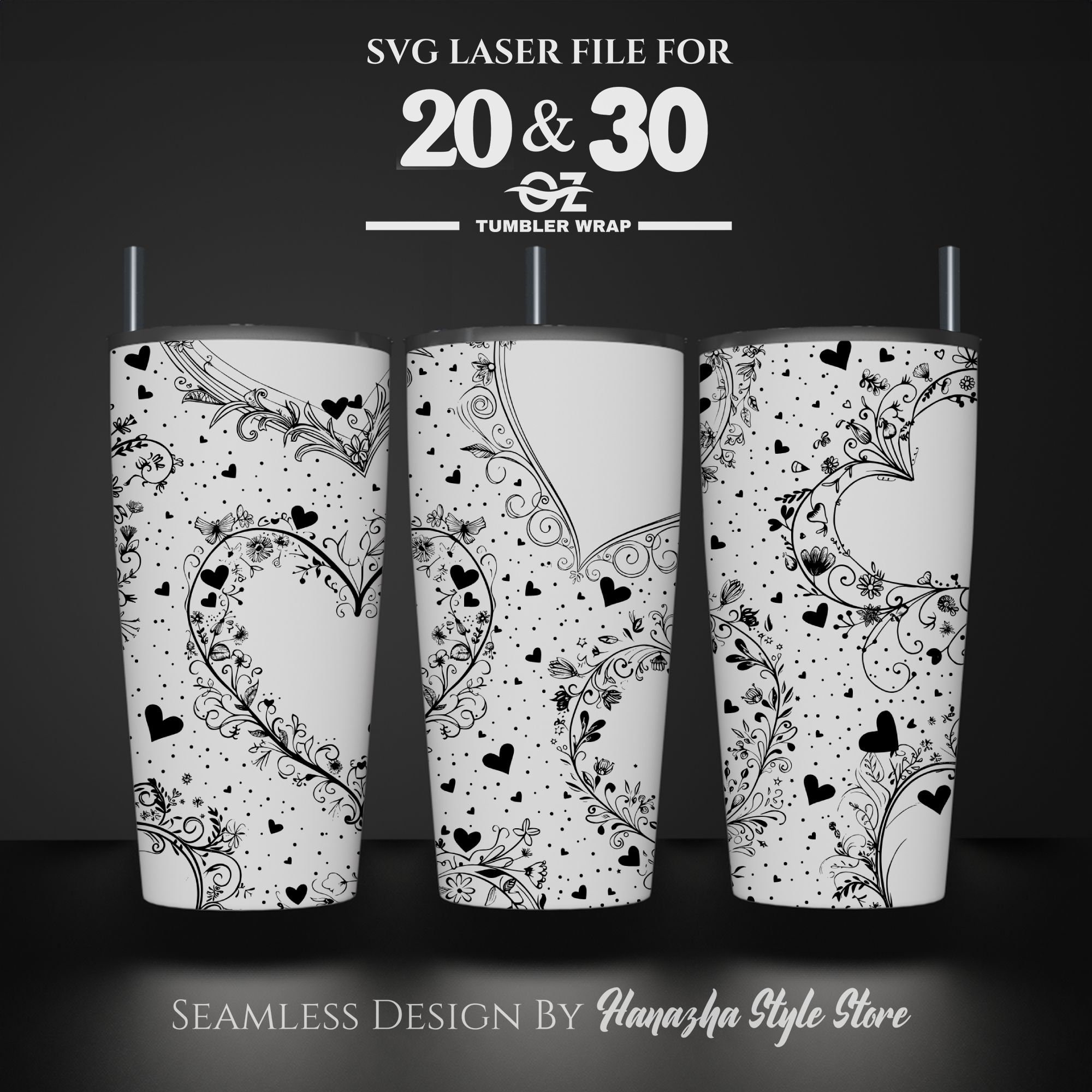 Love Laser Engraved Full Wrap Design for 20 and 30 Oz Tumbler, Hearth ...