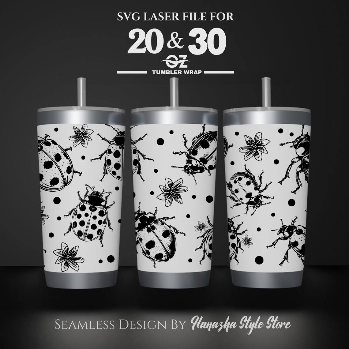 Ladybug Tumbler Wrap: Laser Engraved Design SVG File (20 & 30 Oz) - Etsy