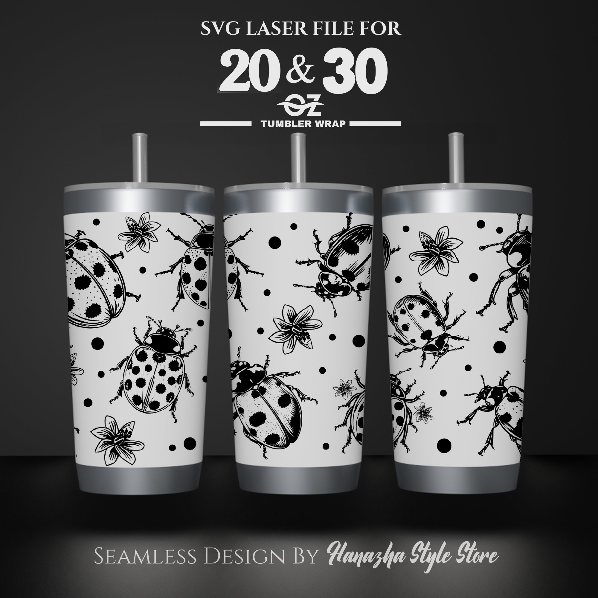 Ladybug V2 Laser Engraved Full Wrap Design for 20 and 30 Oz Tumbler ...