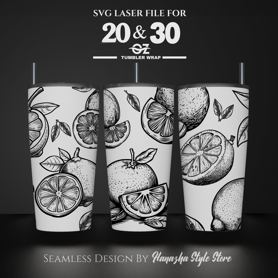 Lemon Laser Engraved Full Wrap Design for 20 and 30 Oz Tumbler, Lemon ...