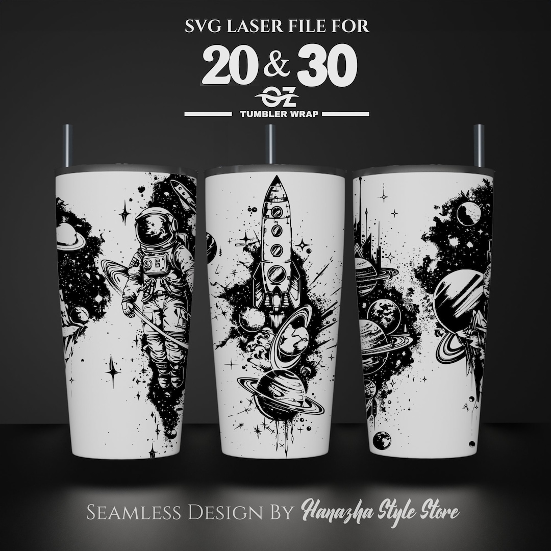 Space and Star Laser Engraved Full Wrap Design for 20 and 30 Oz Tumbler ...