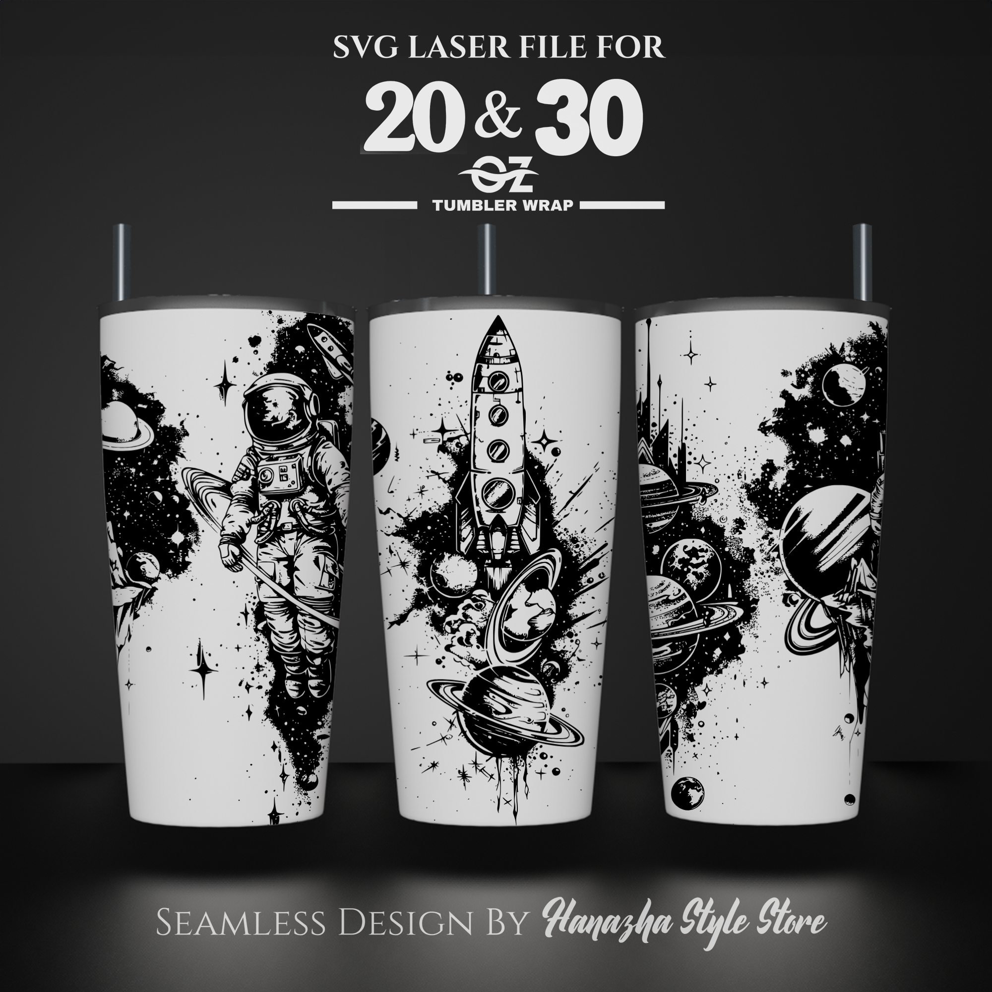 Space and Star Laser Engraved Full Wrap Design for 20 and 30 Oz Tumbler ...