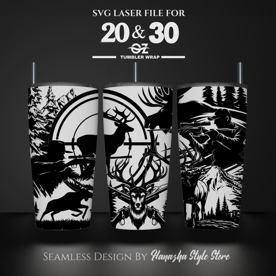 Deer Hunter Tumbler Wrap: Laser Engraved Hunting Design (SVG File ...