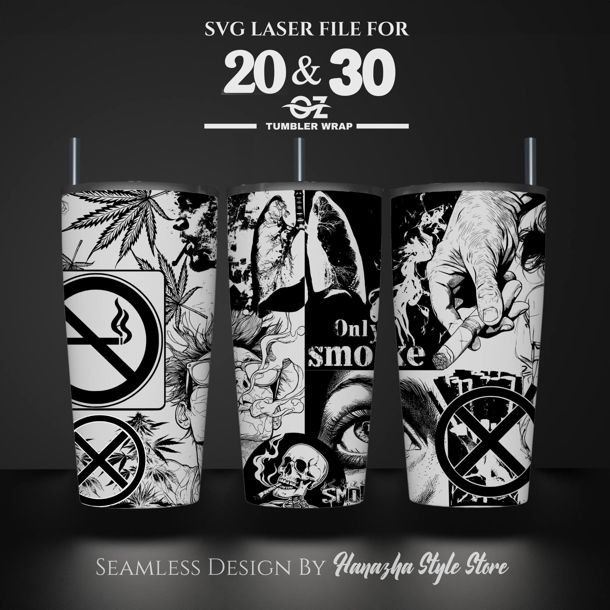 No Smoking Laser Engraved Full Wrap Design for 20 and 30 Oz Tumbler, No ...