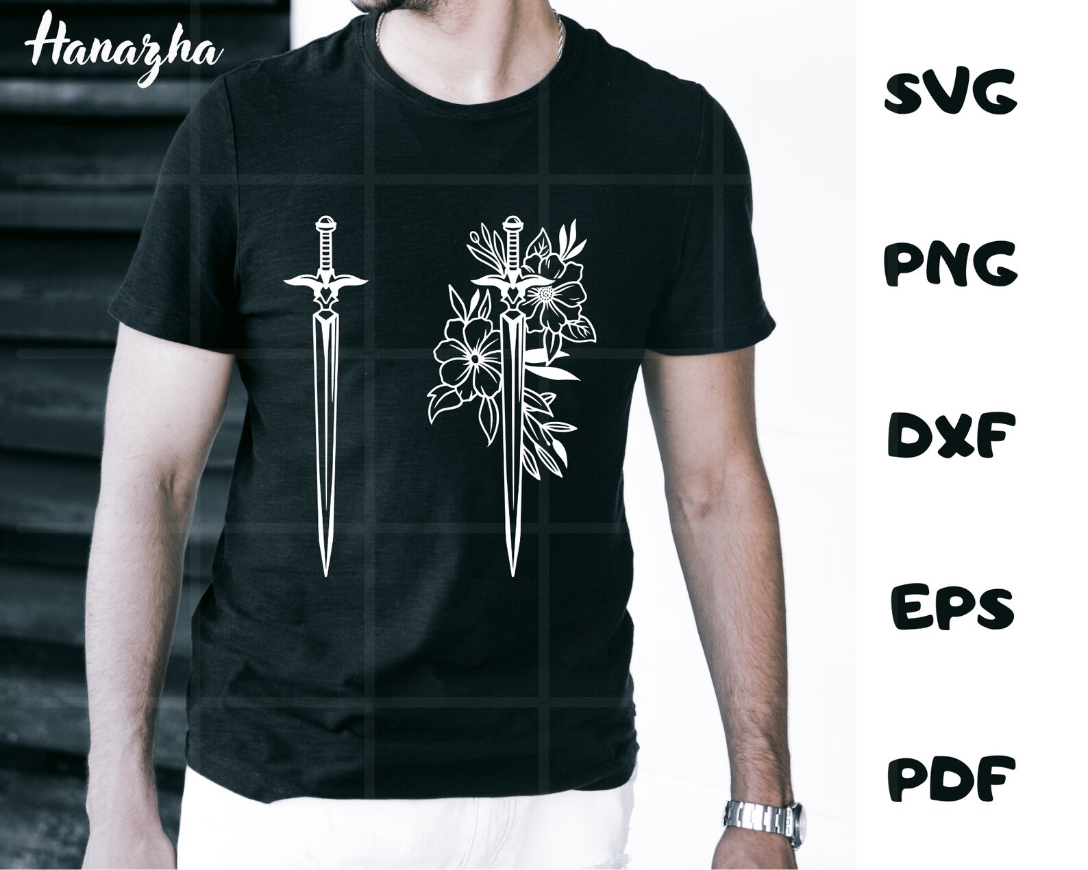 Floral Sword SVG, Sword SVG File, Sword With Flowers SVG, Sword Flower ...