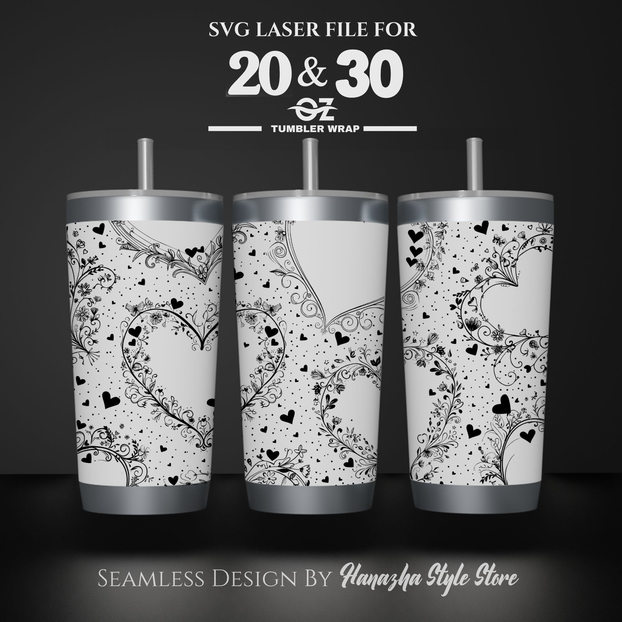 Love Laser Engraved Full Wrap Design for 20 and 30 Oz Tumbler, Hearth ...