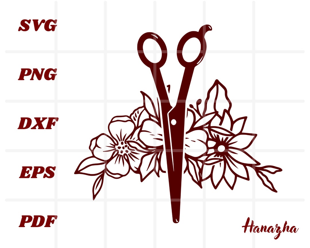Floral Hairstylist Scissors Svg, Hairdresser Svg, Beautician Svg ...