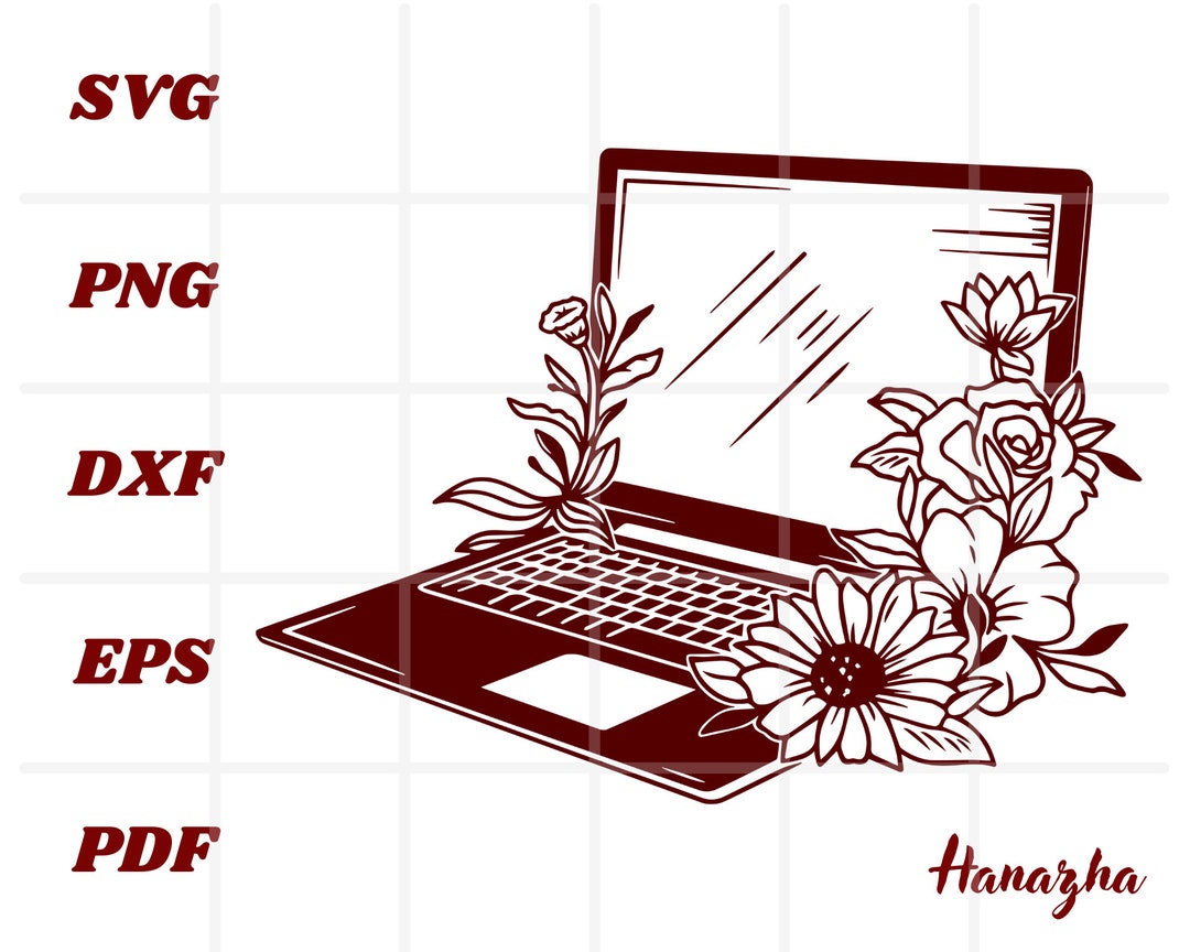 Laptop Svg Computer Svg Floral Laptop Svg Laptop With - Etsy