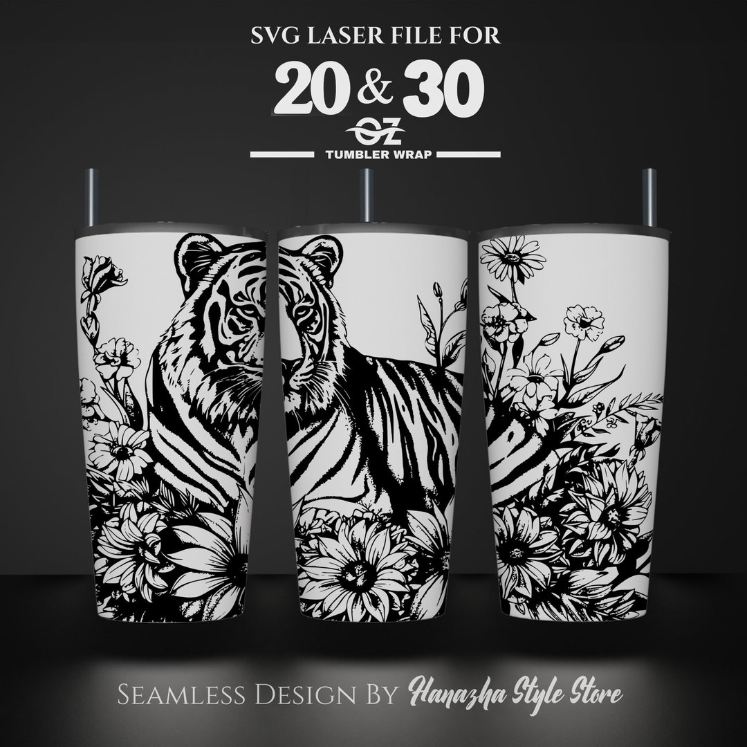 Tiger Laser Engraved Full Wrap Design for 20 and 30 Oz Tumbler, Tiger ...