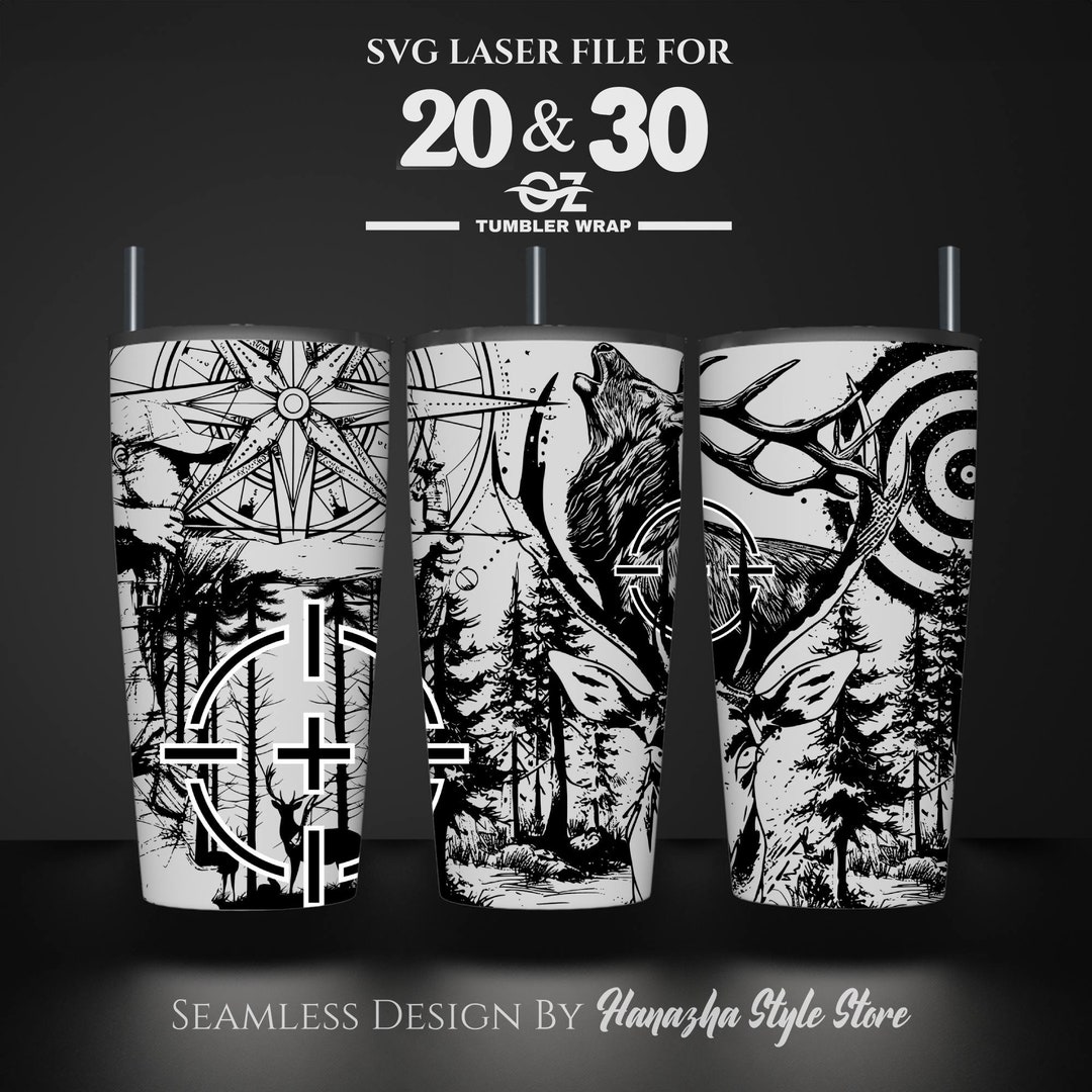 Hunter Laser Engraved Full Wrap Design for 20 and 30 Oz Tumbler ...