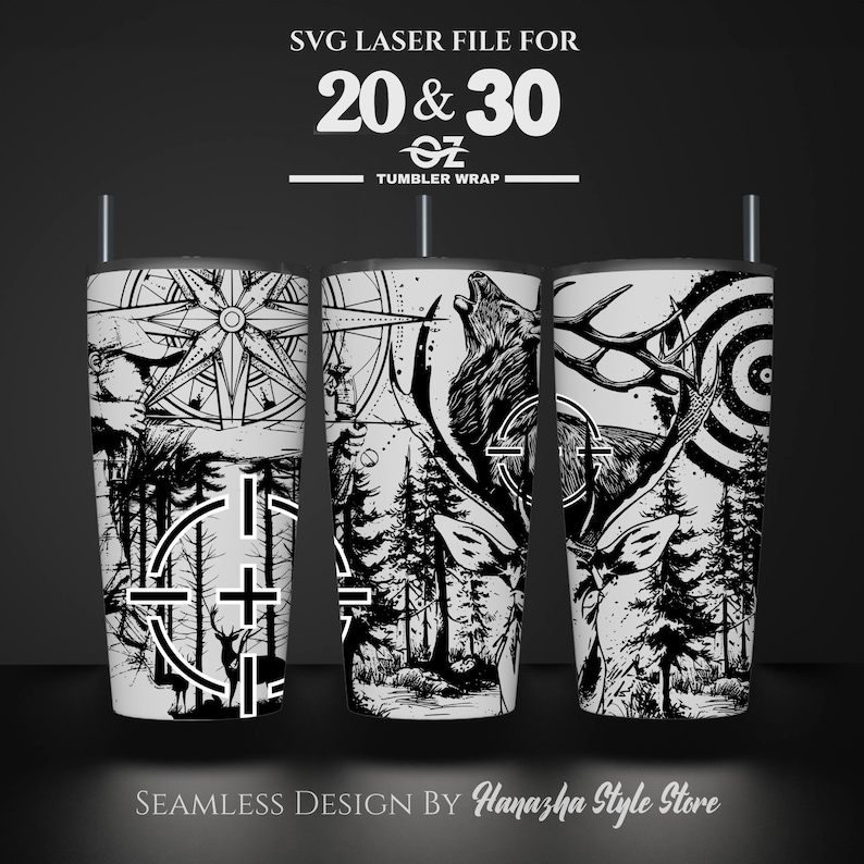 Hunter Tumbler Wrap SVG: Laser Engraved Design (20 & 30 Oz) (digital ...