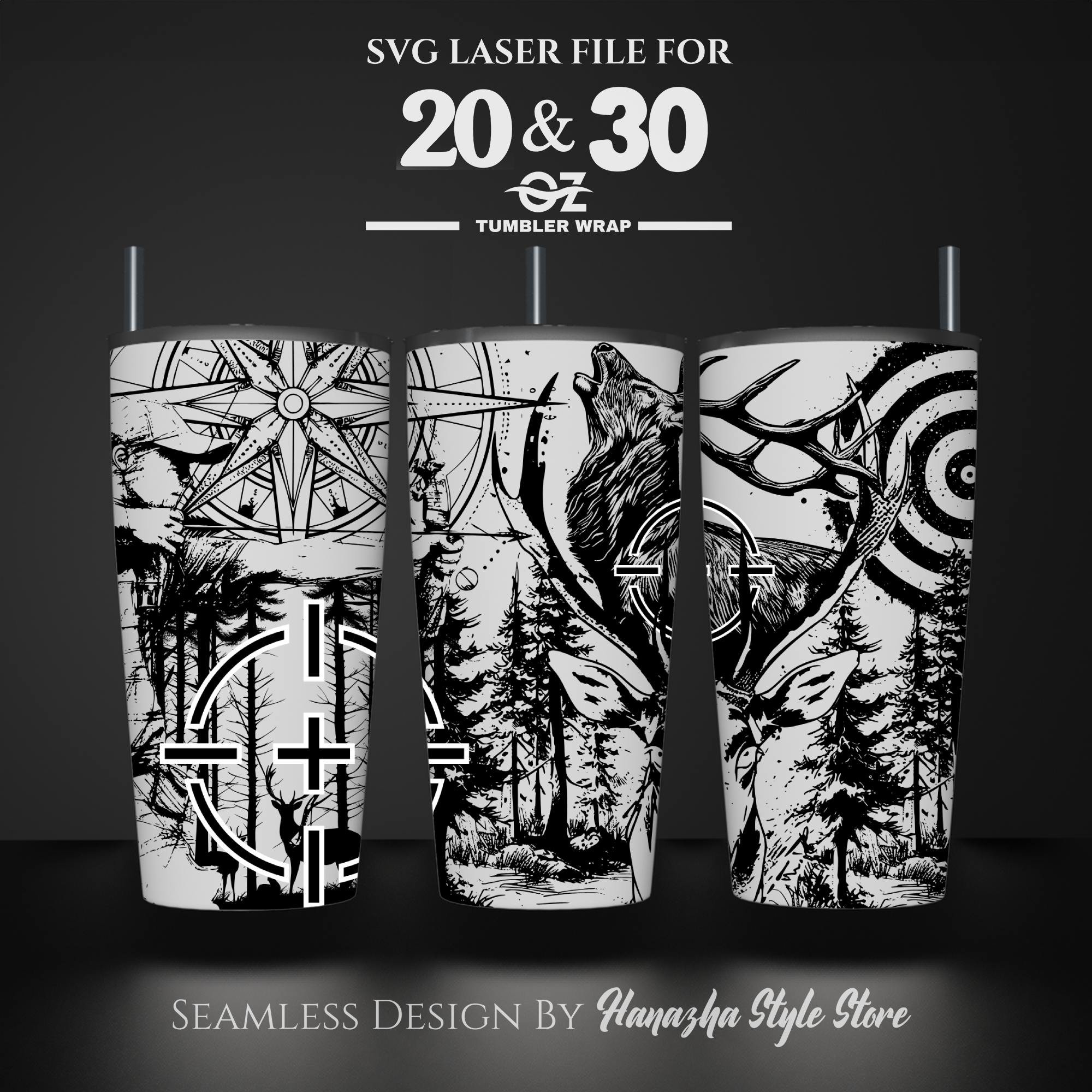 Hunter Tumbler Wrap SVG: Laser Engraved Design (20 & 30 Oz) (digital Download) - Etsy