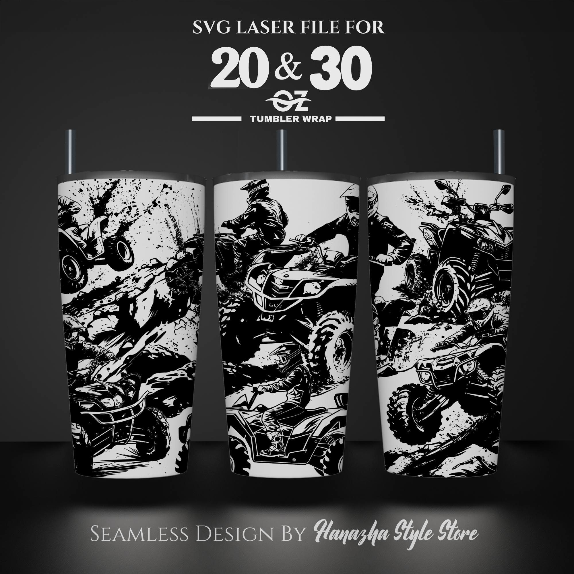 ATV Laser Engraved Full Wrap Design for 20 and 30 Oz Tumbler, ATV SVG ...