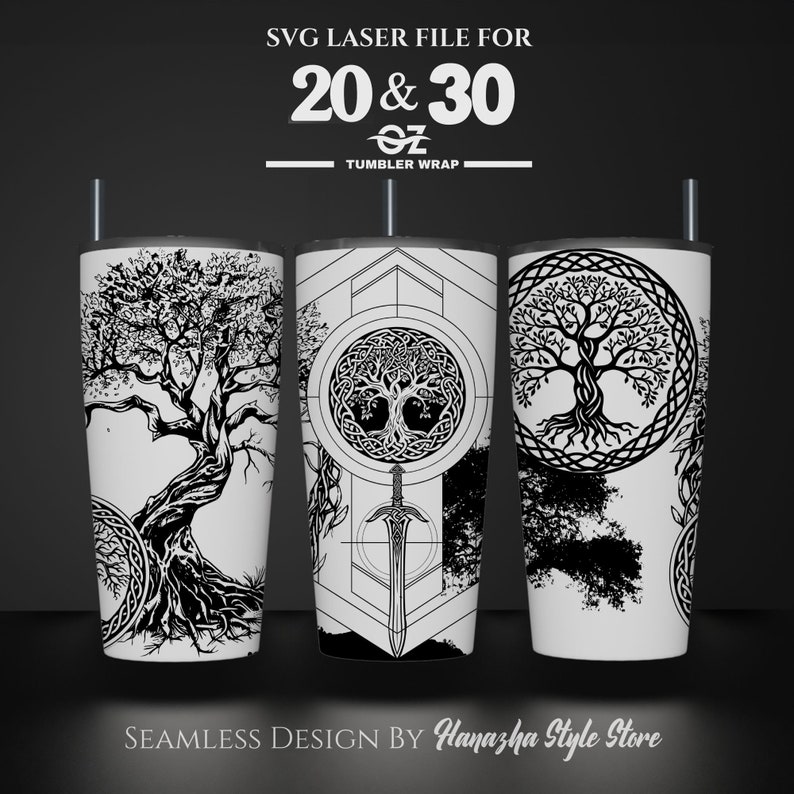 Tree of Life Laser Engraved Tumbler Wrap: Seamless SVG File (20 & 30 Oz ...