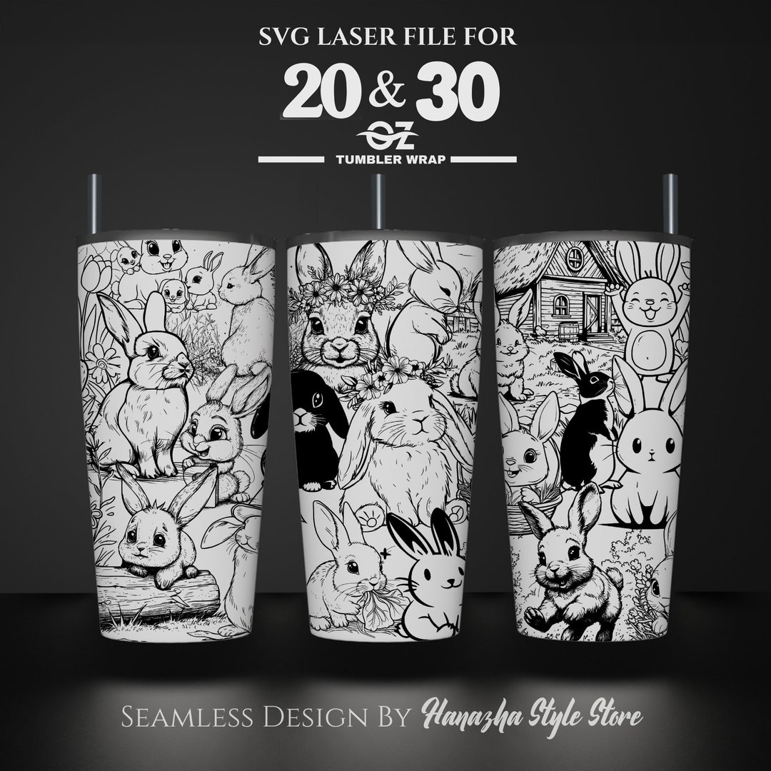 Cute Bunny Laser Engraved Full Wrap Design for 20 and 30 Oz Tumbler ...