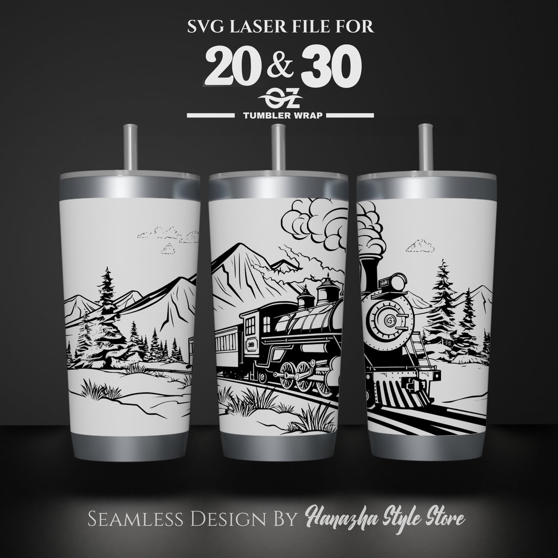 Train Laser Engraved Full Wrap Design for 20 and 30 Oz Tumbler, Train ...