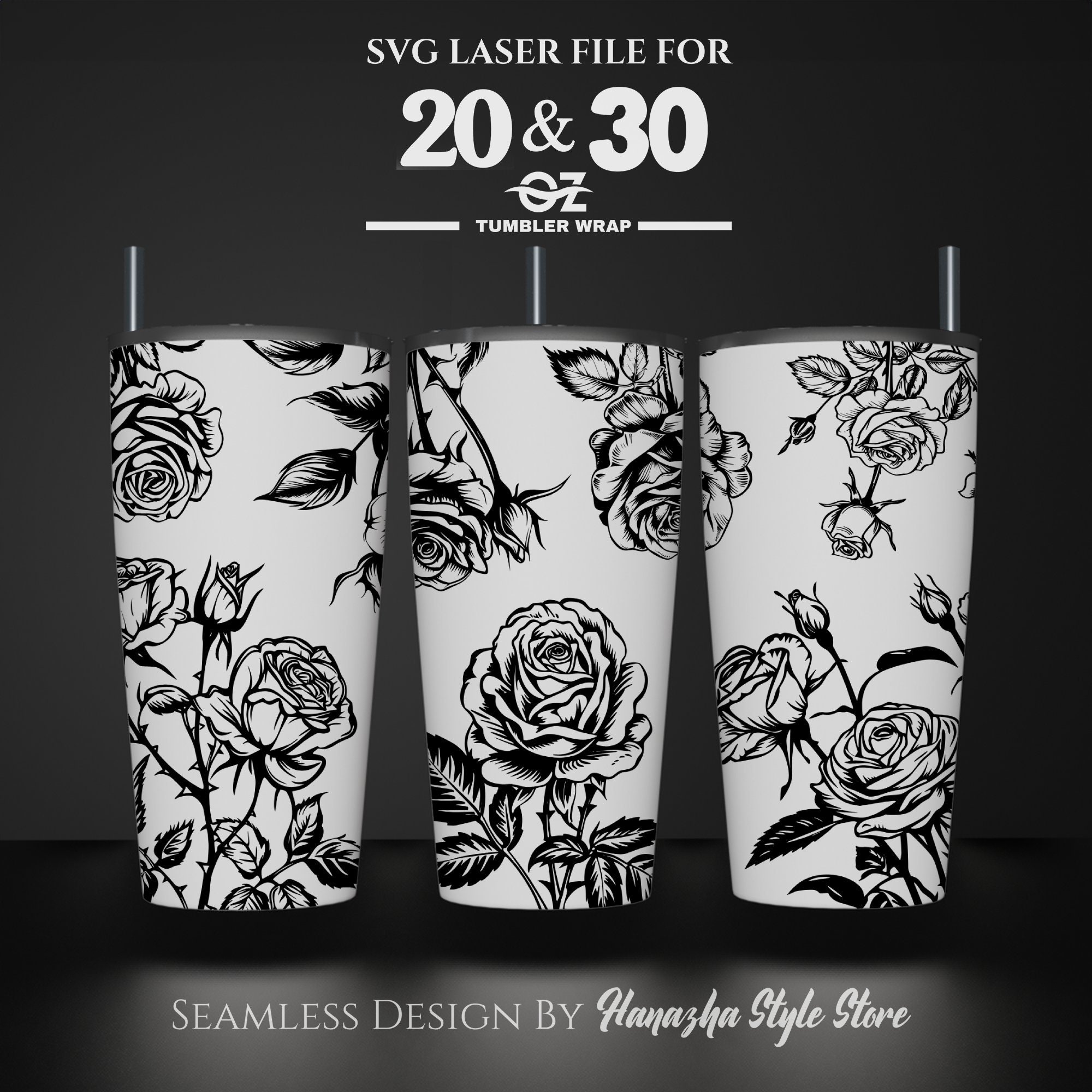 Rose Laser Engraved Tumbler Wrap: Floral SVG File (20 & 30 Oz) - Etsy