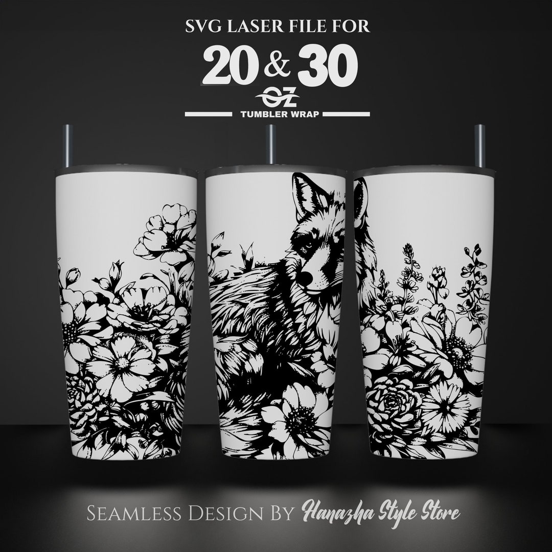Fox Laser Engraved Full Wrap Design for 20 and 30 Oz Tumbler, Fox SVG ...