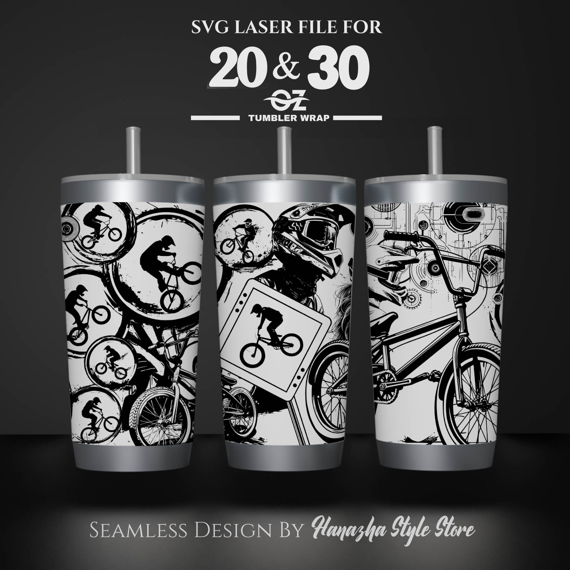 Bmx Laser Engraved Full Wrap Design for 20 and 30 Oz Tumbler, Bmx SVG ...