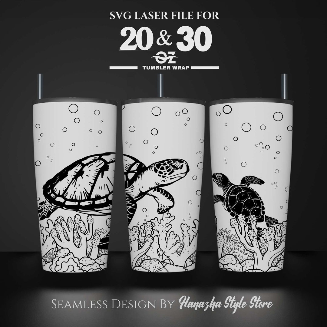 Turtle Laser Engraved Full Wrap Design for 20 and 30 Oz Tumbler, Turtle ...