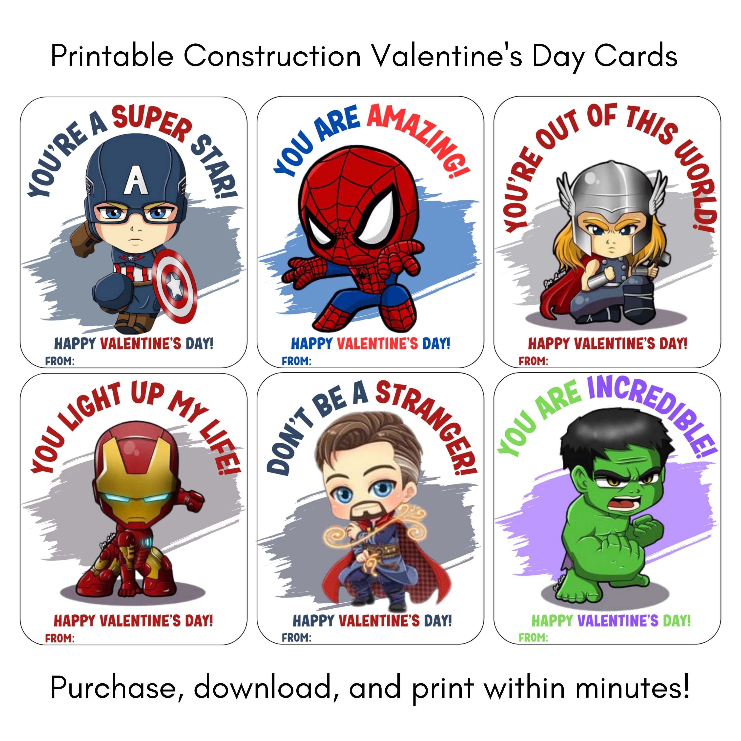 Printable Superhero Valentine's Day Cards, Classroom Valentine's Day ...