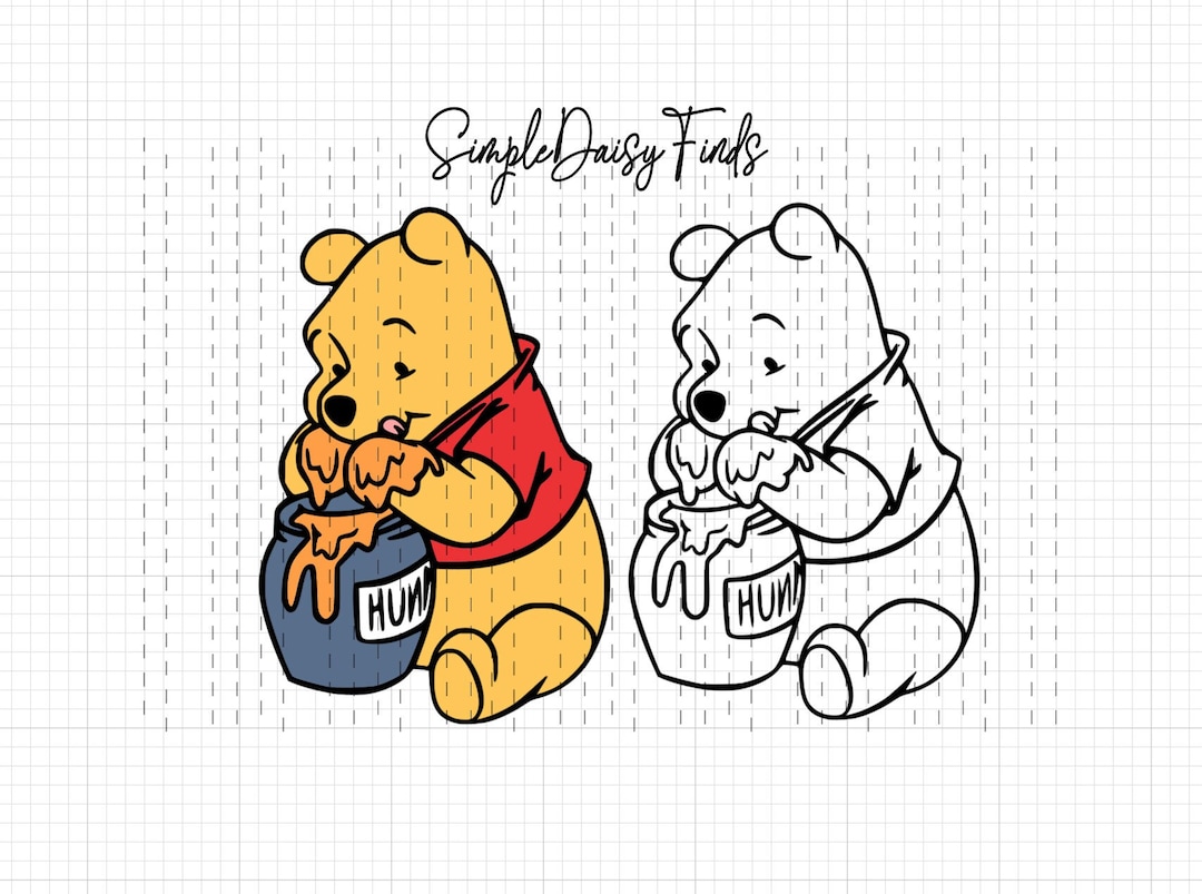 Winnie the Pooh Svg | Winnie Eating Honey | SVG Files Cricut | Winnie ...