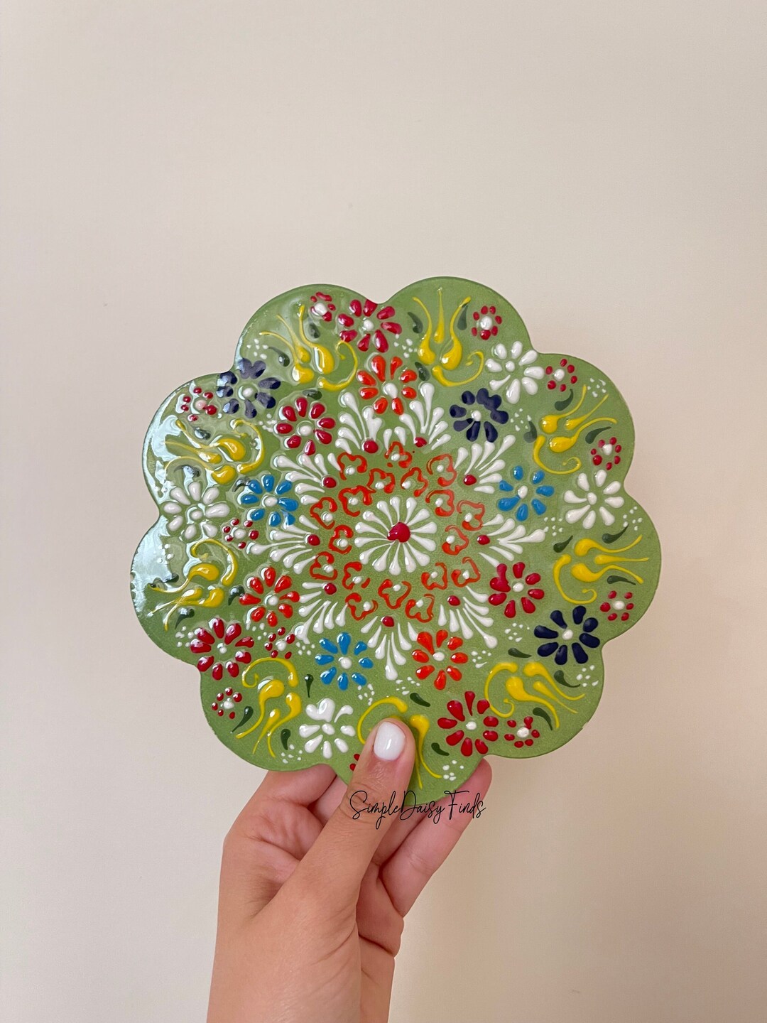 Ceramic 7" Trivet for Hot Dishes, Decorative Handmade Turkish Tile ...