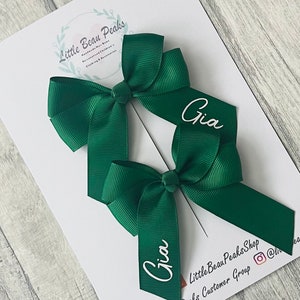 Personalised Ribbon Hair Bow Clip, School Bows, Back to School Bow ...