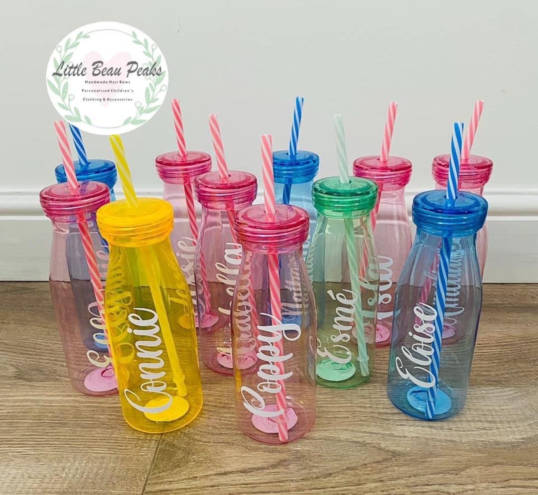 Personalised Kids Milkshake Bottle With Straw Party Favours - Etsy