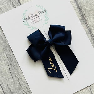 Personalised Ribbon Hair Bow Clip, School Bows, Back to School Bow ...