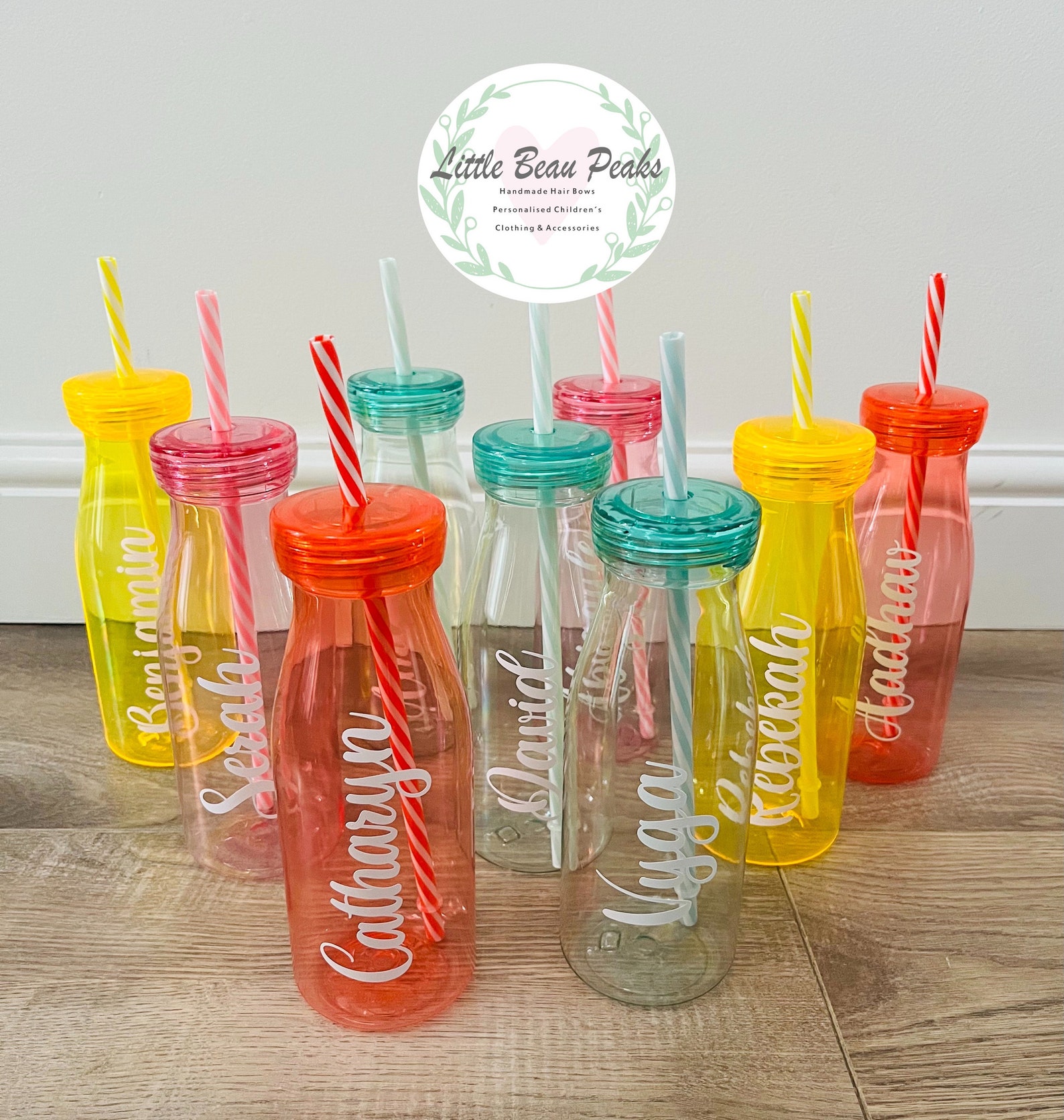 Personalised Kids Milkshake Bottle With Straw Party Favours - Etsy