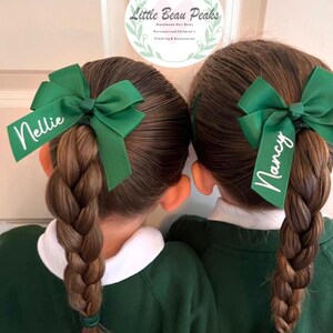 Personalised Ribbon Hair Bow Clip, School Bows, Back to School Bow ...
