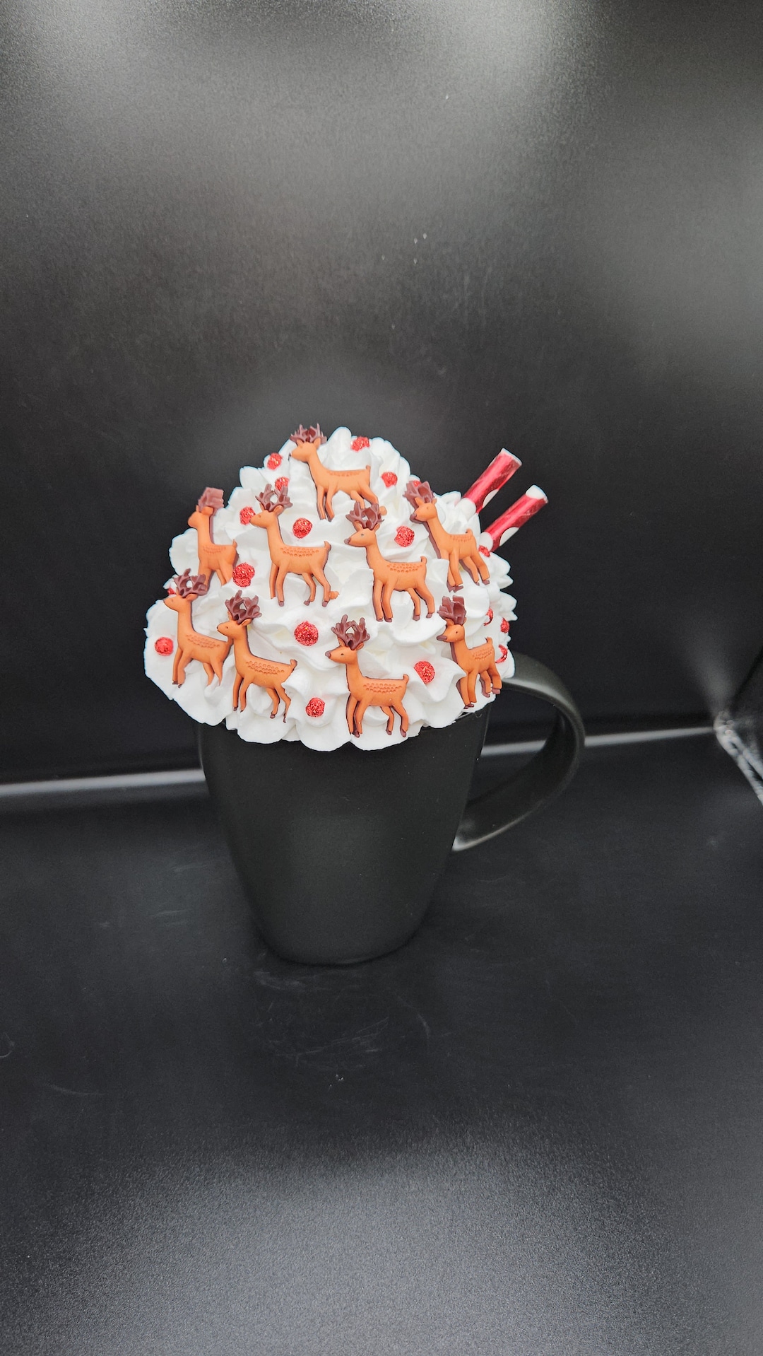 Santa's Reindeer Faux Whip Top Rae Dunn Inspired Whip Cream Mug Topper ...