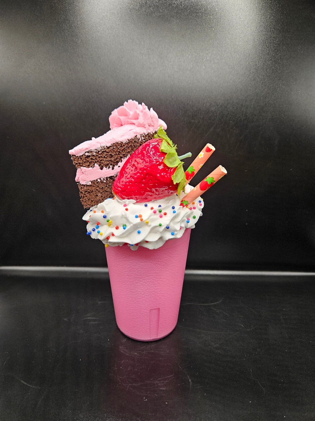Strawberry Mini Milkshake With Faux Whipped Topper Valentine's Day ...