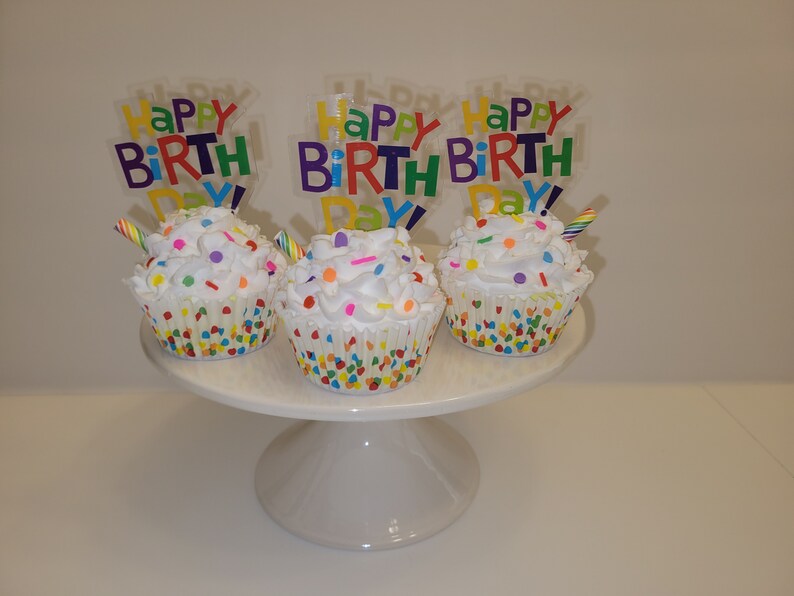 Happy Birthday Faux Cupcake Happy Birthday Sign Fake - Etsy