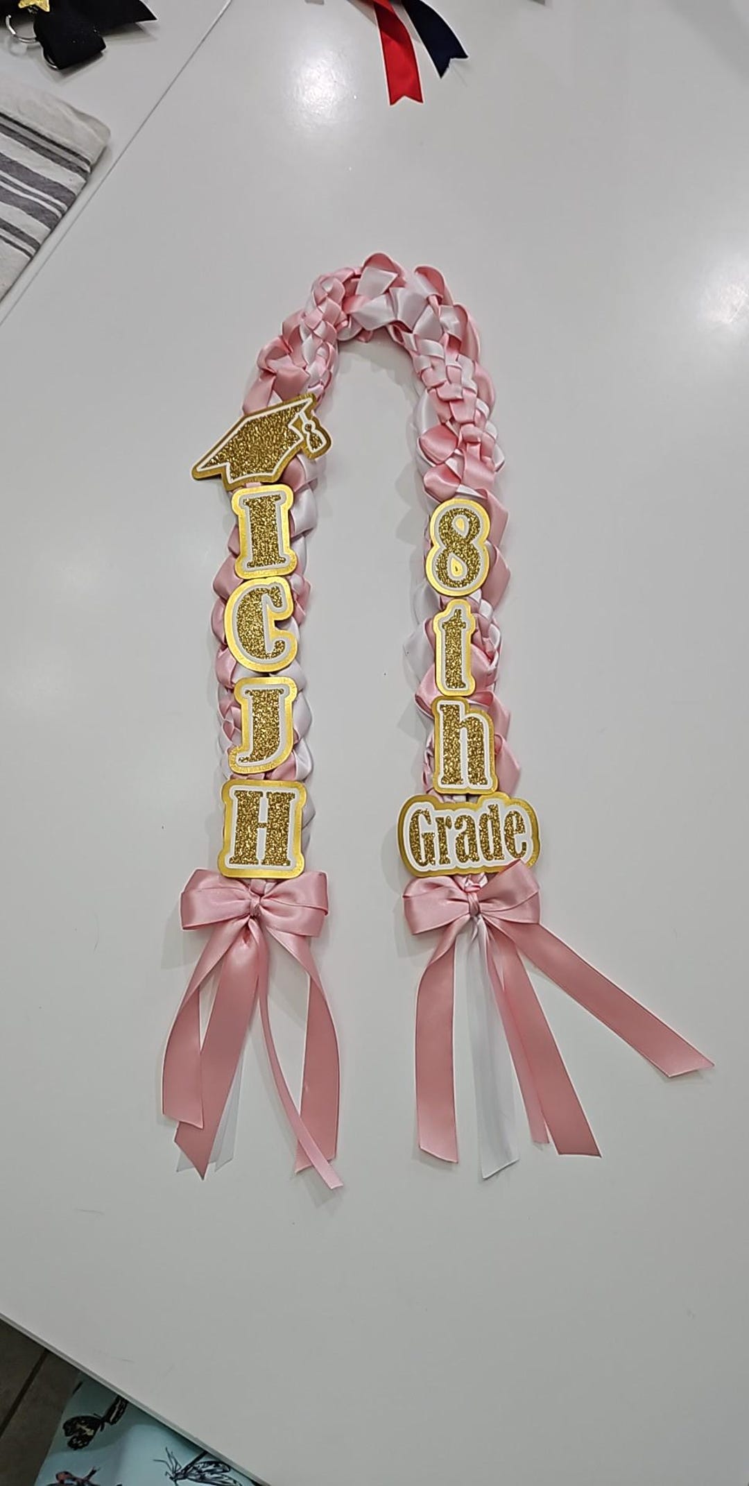 Pink and Gold Senior Lei | Birthday Lei | Graduation Lei | Bachelorette ...