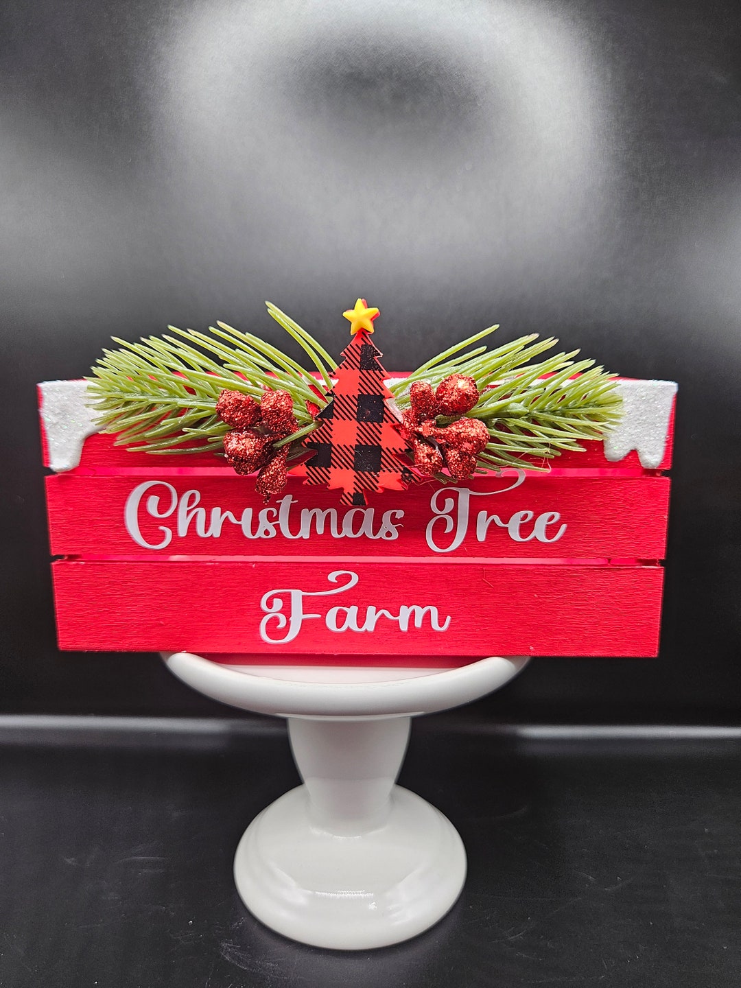 Christmas Tree Farm Crate for Tiered Tray Christmas Home Decor ...