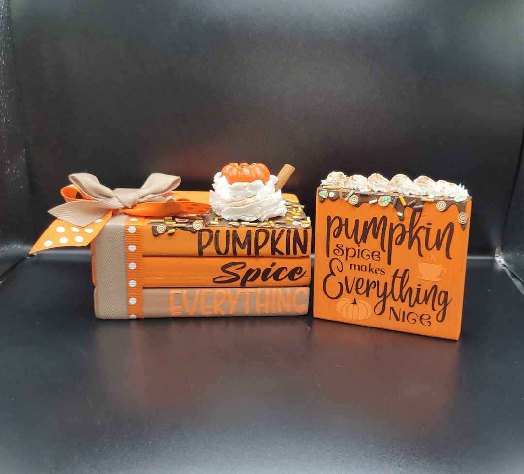 Fall Pumpkin Spice Bookstack for Tiered Tray Pumpkin Spice Tiered Tray ...