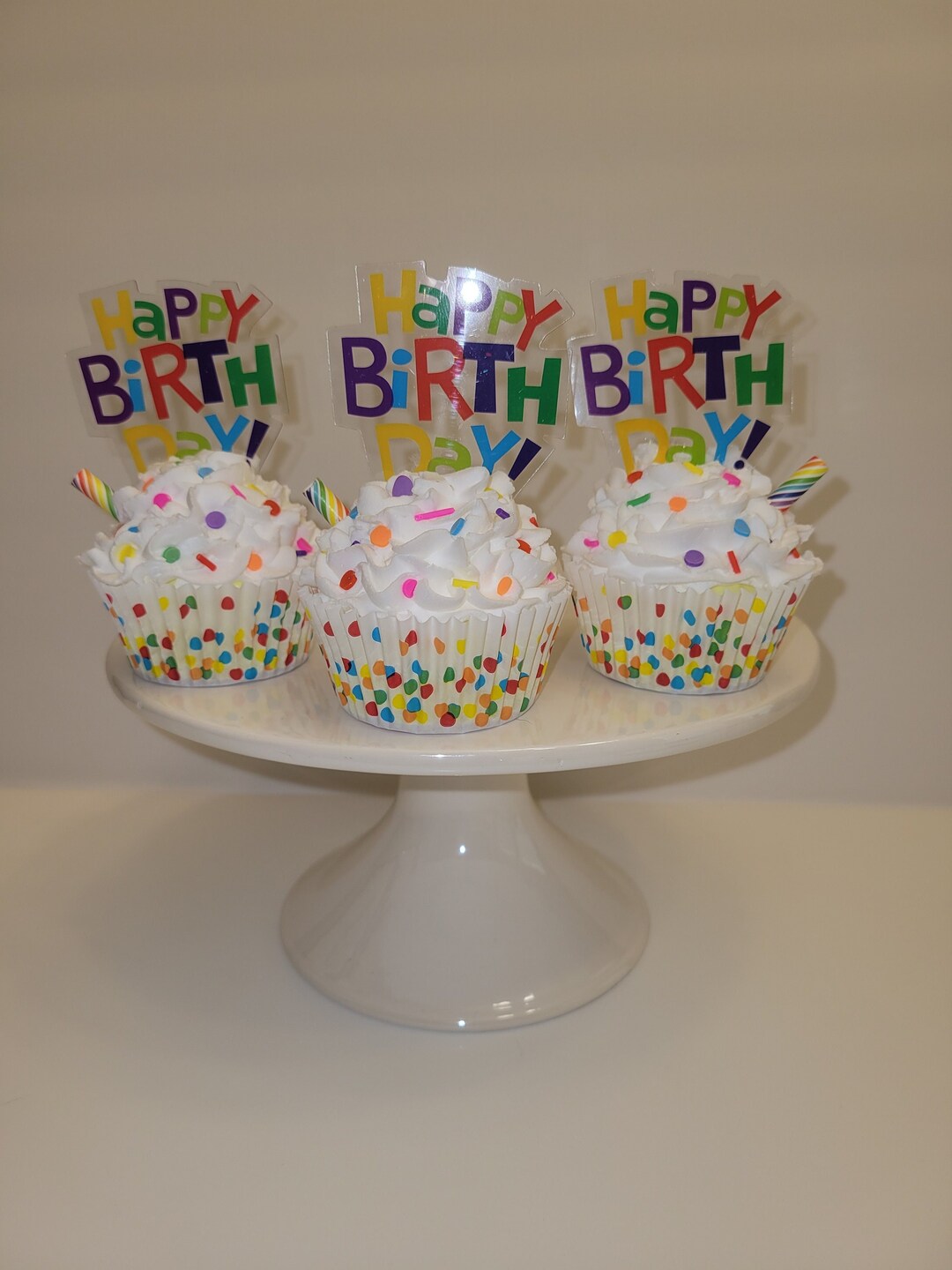 Happy Birthday Faux Cupcake Happy Birthday Sign Fake Birthday Cupcakes ...